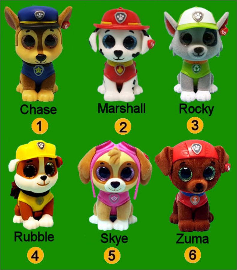 Ty Mini Boos Collectibles - 6 Figurines Paw Patrol - 2018 Jouets